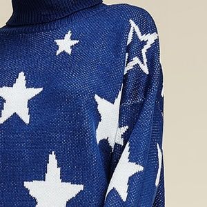 Sweaters | Navy Blue Star Turtleneck Sweater | Poshmark